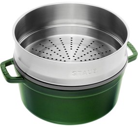 Staub Cocotte hrnec kulatý s napařovací vložkou 26 cm/5,2 l bazalková, 1133885