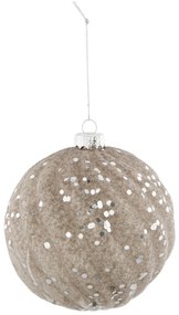 Skleněná vánoční koule se stříbrnými třpytkami - Ø 9*11 cm