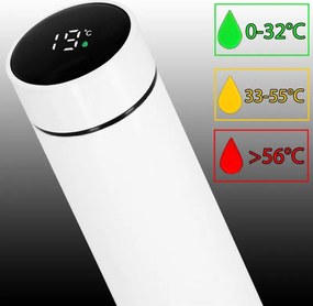 Nerezová termoska s teploměrem a sítkem 500 ml SPRINGOS KI0128 bílá