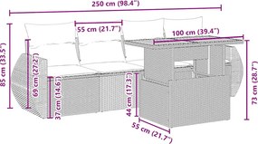 5dílná zahradní sedací souprava s poduškami béžová polyratan 3272073