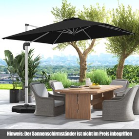 Costway Slunečník obdélníkový s klikou – 300 × 300 cm, černý