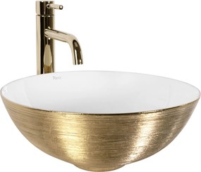Rea, Umyvadlo na desku REA STELLA Gold Brush/White, REA-U9087