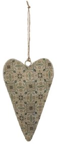 Závěsná dekorace srdce posmaltované s ornamenty 12,2x7,5x1cm