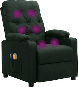 Elektrické masážní křeslo tmavě zelené textil 3098857
