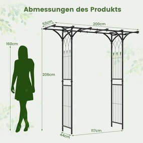 Costway Rose Arch kovový zahradní oblouk pro popínavé rostliny Arch Garden
