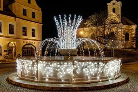 LED tekoucí světlo, 4 m, ledově bílá, 64 diod, čirý kabel, IP44, 24V
