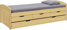Postel s výsuvnou přistýlkou, 90x200, přírodní, masiv, MARINELLA NEW Kondela 0000274650