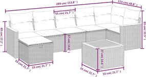 8dílná zahradní sedací souprava s poduškami černá polyratan 3265318