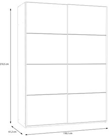 Šatní skříň KARO 150x210 cm bílá/dub artisan
