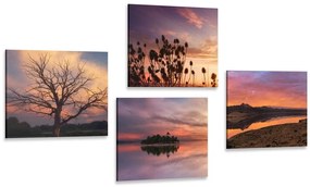 Set obrazů příroda plná romantických barev - 4x 40x40 cm