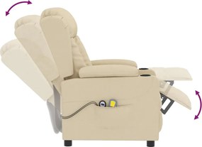 Elektrické masážní křeslo krémové textil 3098798