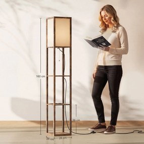 HOMCOM LED stojací lampa se 3 policemi, stojací lampa s objímkou E27, 26 x 160 cm, pro obývací pokoj/ložnici