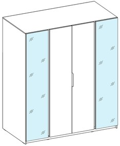 Šatní skříň KAJA 2LU 2F | 200 cm | se zrcadly | VYSOKÁ | černá/evoke