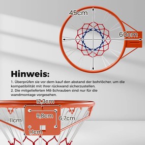 Costway Ø45 cm Standardní basketbalový koš se sítí Mini basketbalový koš