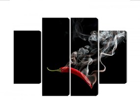 Vícedílný obraz Červené Chilli S Kouřem Nedostatek Nedostatek Přírodní plátno 200x150