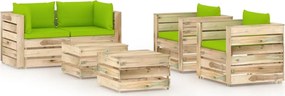 vidaXL 6dílná zahradní souprava s poduškami zeleně impregnované dřevo [3068096] Barva: Zeleno-šedý
