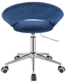 LuxuryForm Židle NAPOLI VELUR na stříbrné podstavě s kolečky - modrá