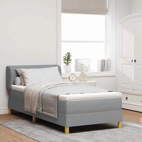 Postel s boxspringem s čelo Světle šedá 90 x 200 cm textil 3340192