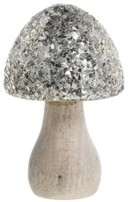 Přírodní dřevěná dekorace houba se třpytkami Mushroom - Ø 8*15 cm