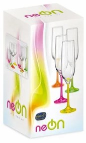 Crystalex Sklenice na šampaňské Viola Neon 190 ml, 4 ks (mix barev)