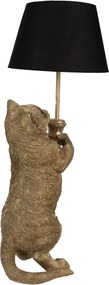 Zlatá stolní lampa Kočka s černým stínidlem - 31*24*62 cm