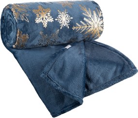 VÁNOČNÍ FLEECOVÁ DEKA JOY3 150X200 CM TMAVOMODRÁ
