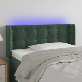 Čelo postele s LED tmavě zelené 83 x 16 x 78/88 cm samet