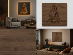 Li-Go "Buddha" světelný obraz s baterií a pohybovým čidlem 62x62 cm provedení povrchu: ořech