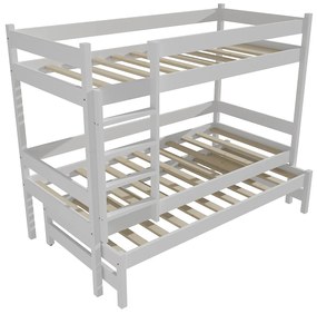 Vomaks Patrová postel s výsuvnou přistýlkou PPV 013 Rozměr: 80 x 200 cm, Barva: surové dřevo, Prostor mezi lůžky: 80 cm