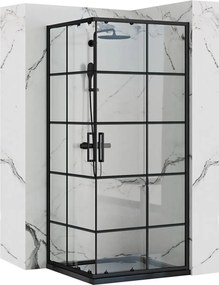 Rea - Concept sprchový kout s posuvnými dveřmi 90 x 90 cm, černý profil - čiré sklo 5mm, REA-K5478