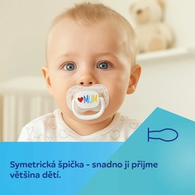Canpol babies Dudlík svítící silikonový symetrický LOVE MUM&DAD 0-6m 2ks