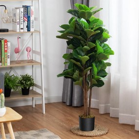 Costway 120 cm umělý fíkovník umělá rostlinná dekorace s květináčem, zelený