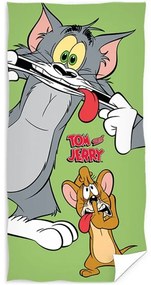 Plážová osuška Tom and Jerry - motiv Crazy - 100% bavlna, froté s gramáží 300 gr./m² - 70 x 140 cm