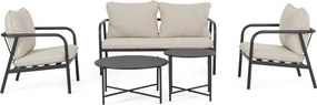 Béžový ocelový zahradní lounge set pro 4 Ostuni – Bizzotto