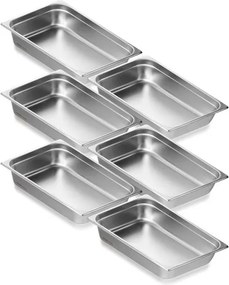 6 balení hotelové pánve v plné velikosti Parní stolní pánev Nerezová ocel 10,2 cm
