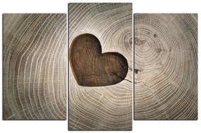 Obraz na plátně - Srdce na dřevěném pozadí 1207C (135x90 cm)