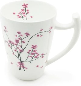 Porcelánový hrnek Sakura, 500 ml – jemný květinový motiv, s detailem uvnitř