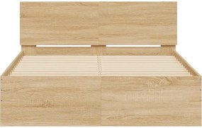 Rám postele s čelem a LED osvětlením dub sonoma 120 x 200 cm 3207618