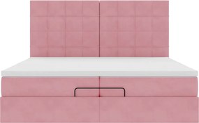 Osmanský rám postele s matrací růžová 200x200cm samet 3313498