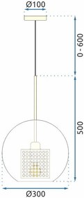 Toolight - Skleněná závěsná lampa 30cm 1xE27 60W APP559-1CP, černá, OSW-09669