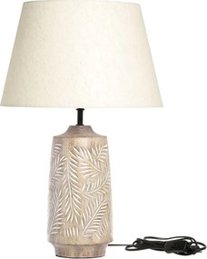 Stolní lampa s dřevěnou základnou a lněným stínidlem Popp - 37*57 cm/ E27