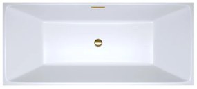 BPS-koupelny Volně stojící akrylátová vana HYD-SAN507A 150x75 bílá, odtokový komplet zlatý