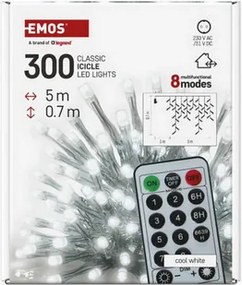 Vánoční osvětlení EMOS D4CC02 ZY1905 LED řetěz krápníky 5m studená bílá ovladač programy