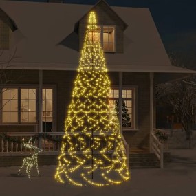 343542 vidaXL Vánoční stromek na stožár 1 400 teple bílých LED diod 500 cm