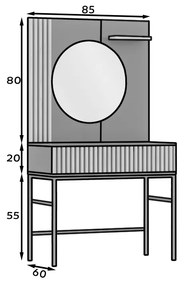 Eltap Toaletní stolek Meorati 85 Černá/Dub Artisan