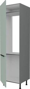ARIA sa | vysoká skříňka 60 LO-215 2F na vestavnou lednici | 60 cm | ANTI FINGERPRINT povrch | antracit/aquamarine