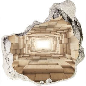 Wallmuralia Díra 3D fototapeta nálepka Dřevěný tunel 75x75 cm
