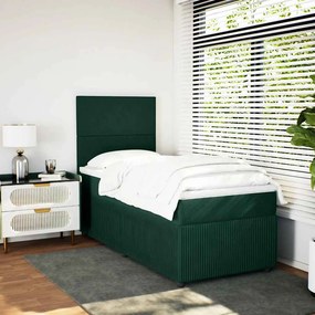 Box spring postel s matrací tmavě zelená 80 x 200 cm samet 3292187