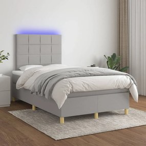 Box spring postel s matrací a LED světle šedá 120x200 cm textil 3135421