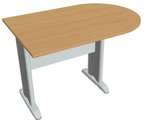 Stůl jednací oblouk 120 cm - Hobis Cross CP 1200 1 Dekor stolové desky: buk, Dekor lamino podnože: šedá, Barva nohou: Stříbrná